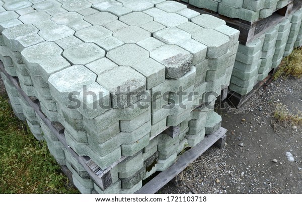 Stack Gray Paving Slabs Laying Sidewalk Stock Photo 1721103718 ...