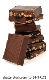 Stack Hazelnut Chocolate Squares On White Stock Photo 1464499172 ...