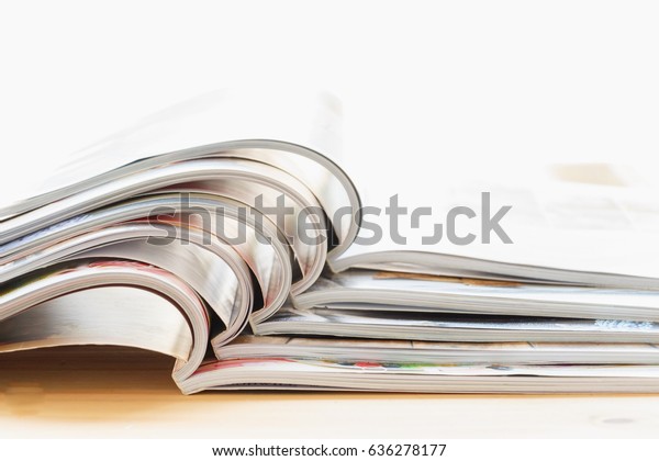 Stack Magazine Open On Table White Stock Photo 636278177 | Shutterstock