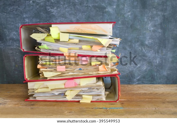 Stack Messy File Folders Documentsfree Copy Stock Photo (Edit Now ...
