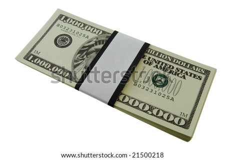 Stack Million Dollar Bills Isolated On Stock Photo (Edit Now) 21500218 ...