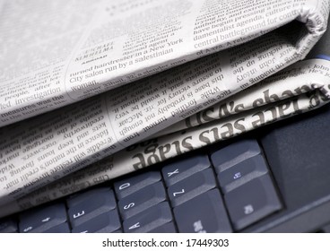 Stack Newspapers Laptop Computer Stock Photo 17449303 | Shutterstock