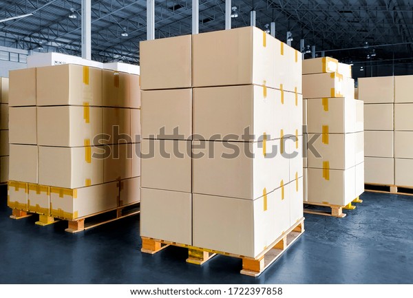 Stack Package Boxes On Wooden Pallets Stock Photo 1722397858 | Shutterstock