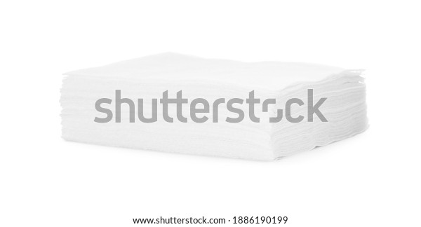 Stack Paper Tissues On White Background Stock Photo 1886190199 ...