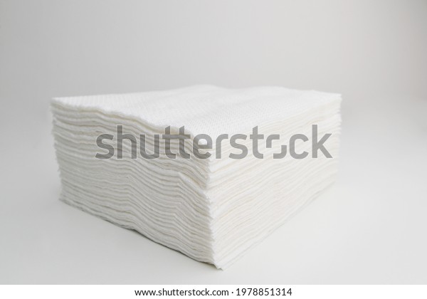 Stack Paper Tissues On White Background Stock Photo 1978851314 ...