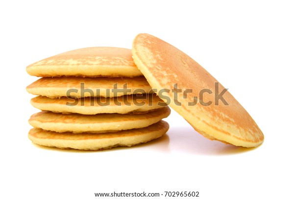 Stack Plain Pancakes On White Background Stock Photo 702965602 ...