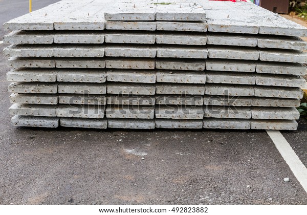 Stack Precast Cement Slab Floor Concrete Stock Photo 492823882 ...