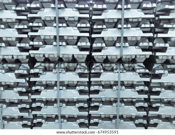 Stack Raw Aluminium Ingots Aluminium Profiles Stock Photo 674953591 ...