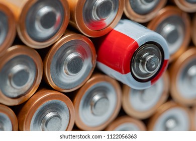 Stack Regular Aa Batteries One Sticking Stock Photo 1122056363 ...