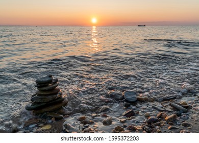Stack Rock On Beach During Sunset Stock Photo 1595372203 | Shutterstock