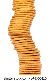 Stack Round Crackers Isolated On White Stock Photo 676306423 | Shutterstock