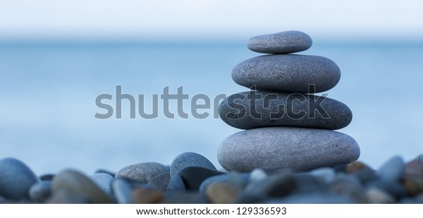 Stack Round Smooth Stones On Seashore Stock Photo 129336593 | Shutterstock