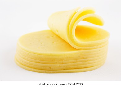 Cheddar Cheese Slices On White Background Stock Photo 762000733 ...