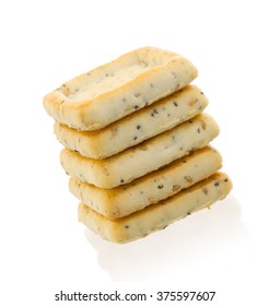 Stack Square Crackers Isolated On White Stock Photo 375597607 ...
