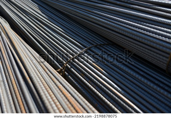 Stack Steel Bar Texture Construction Site Stock Photo 2198878075 ...