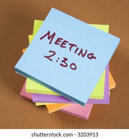 Stack Sticky Notes Meeting Reminder Stock Photo (Edit Now) 3203913