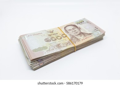 Stack Thai Baht Banknotes Isolated On Stock Photo (Edit Now) 586170179