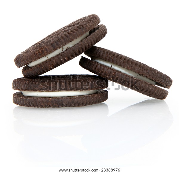 Stack Three Chocolate Cream Oreo Cookies Stock Photo (Edit Now) 23388976