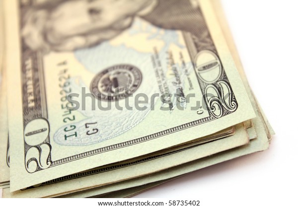 Stack Twenty Dollar Bills Over White Stock Photo 58735402 | Shutterstock