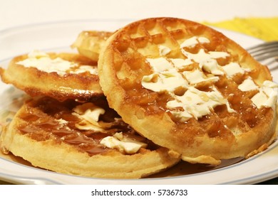 Stack Waffles Butter Syrup Stock Photo 5736733 | Shutterstock