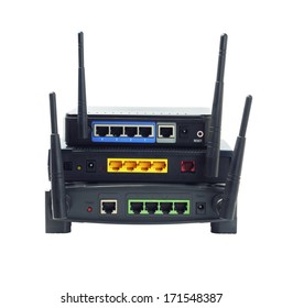Stack Wireless Routers On White Background Stock Photo 171548387 ...