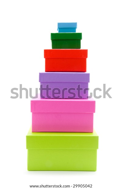 Stacked Colored Packaging Boxes Isolated On Stock Photo (Edit Now) 29905042