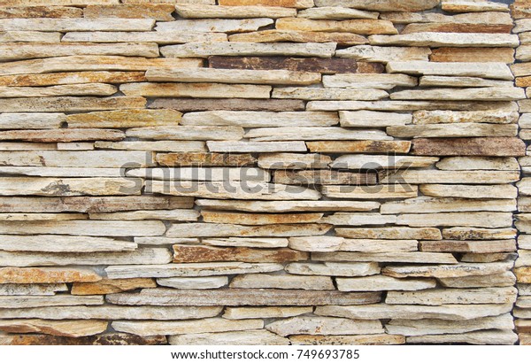 Stacked Stone Wall Natural Stone Cladding Stock Photo (Edit Now) 749693785