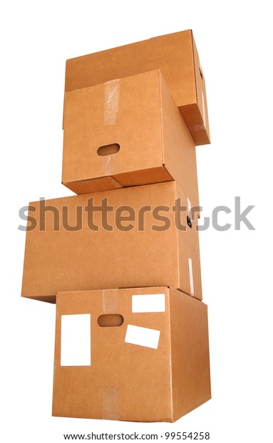 Stacking Cardboard Boxes Isolated White Stock Photo 99554258 | Shutterstock
