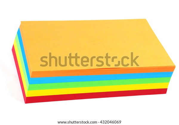 Stacking Colored Papers Isolated White Background Stock Photo 432046069 ...