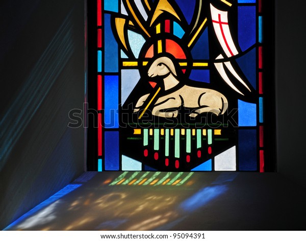 Stained Glass Window Easter Lamb God Stock Photo (Edit Now) 95094391