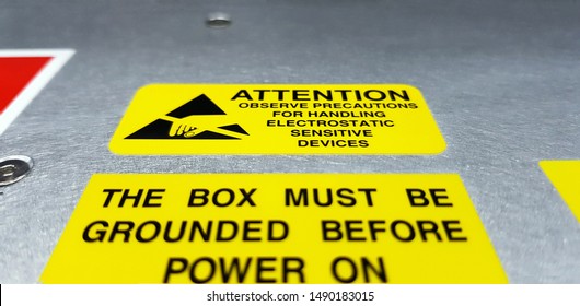 Standard Caution Label Text Electrostatic Sensitive Stock Photo ...