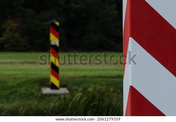 State Border Posts Marking Border Between Stock Photo 2061279359 ...
