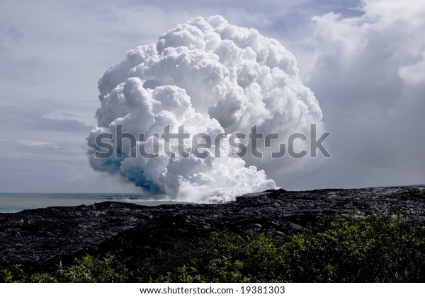 Steam Cloud Formed By Flow Lava Stock Photo (Edit Now) 19381303