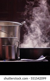 Close Shot Frying Pan On Fire Stock Photo (Edit Now) 1052008634