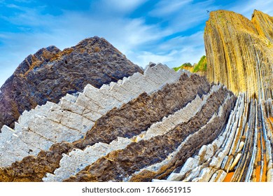 Steeplytilted Layers Flysch Flysch Cliffs Basque Stock Photo 1766651915 ...