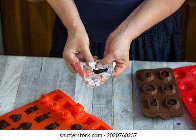 Stepbystep Process Making Chocolates Dark Chocolate Stock Photo ...
