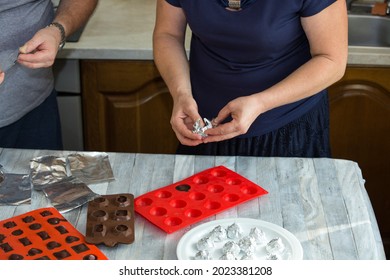 Stepbystep Process Making Chocolates Dark Chocolate Stock Photo ...