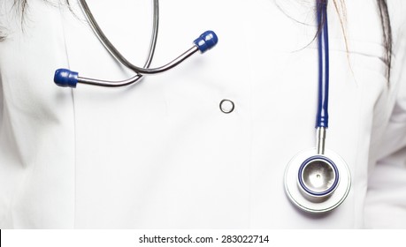 Stethoscope On Anterior Neck Woman Doctor Stock Photo (Edit Now) 548925142