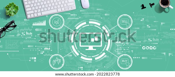 Stock Trading Theme Computer Keyboard Mouse Stock Photo 2022823778 ...