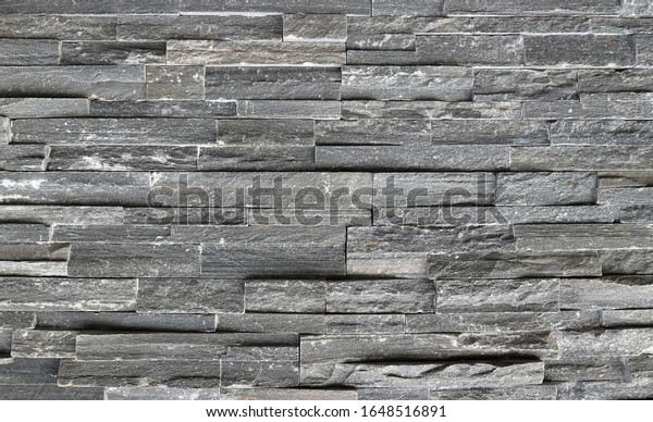 Stone Cladding Wall Made Striped Stacked Stock Photo 1648516891 ...