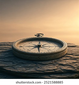 Huge Compass Floating Turquise Ocean AI-generated image 2451324637 ...