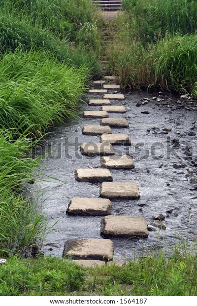 Stone Steps Across River Stock Photo (Edit Now) 1564187