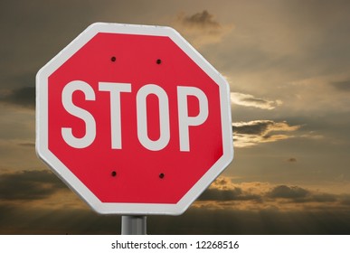 Stop Sign Dramatic Sky Background Stock Photo 12268516 | Shutterstock