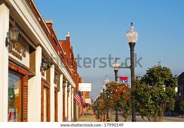 Storefronts Sidewalks Lamp Posts Smalltown America Stock Photo (Edit ...