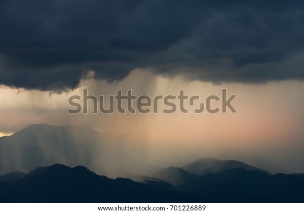 Storm Rain Falling Down Mountain Range Stock Photo (Edit Now) 701226889