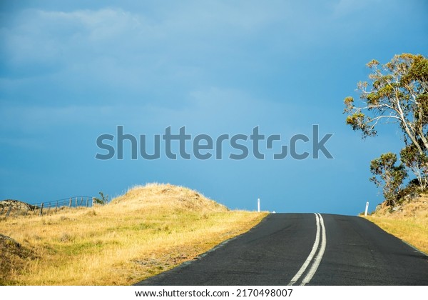 Straight Open Empty Road Crest Australia Stock Photo 2170498007 ...