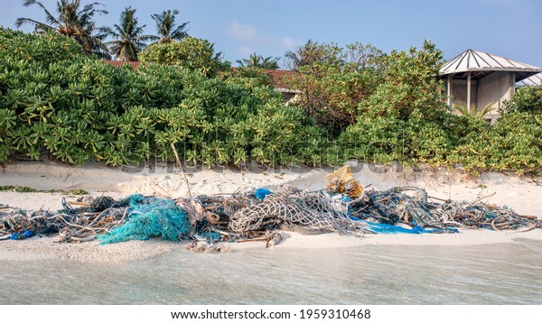 Stranded Fishing Nets Garbage Concept Ocean Stock Photo 1959310468 ...