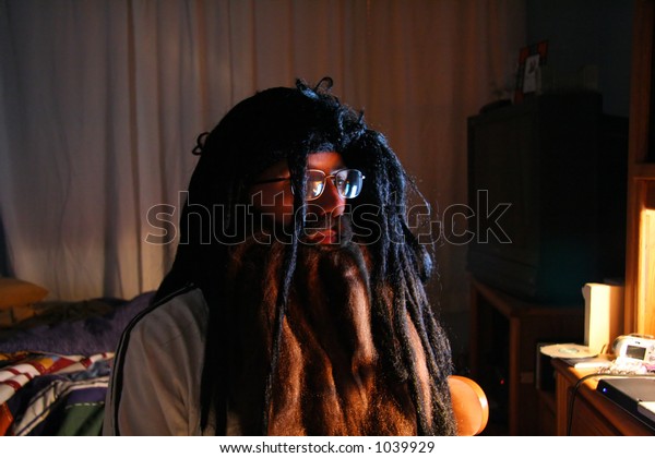 Strange Man Dreadlocks Glasses Stock Photo (Edit Now) 1039929