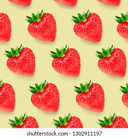 Strawberry On Colored Background Pattern Strawberrys Stock Photo ...