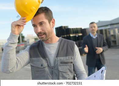 Stressed Engineer Upset Builder Walking Away Stock Photo 702732151 ...